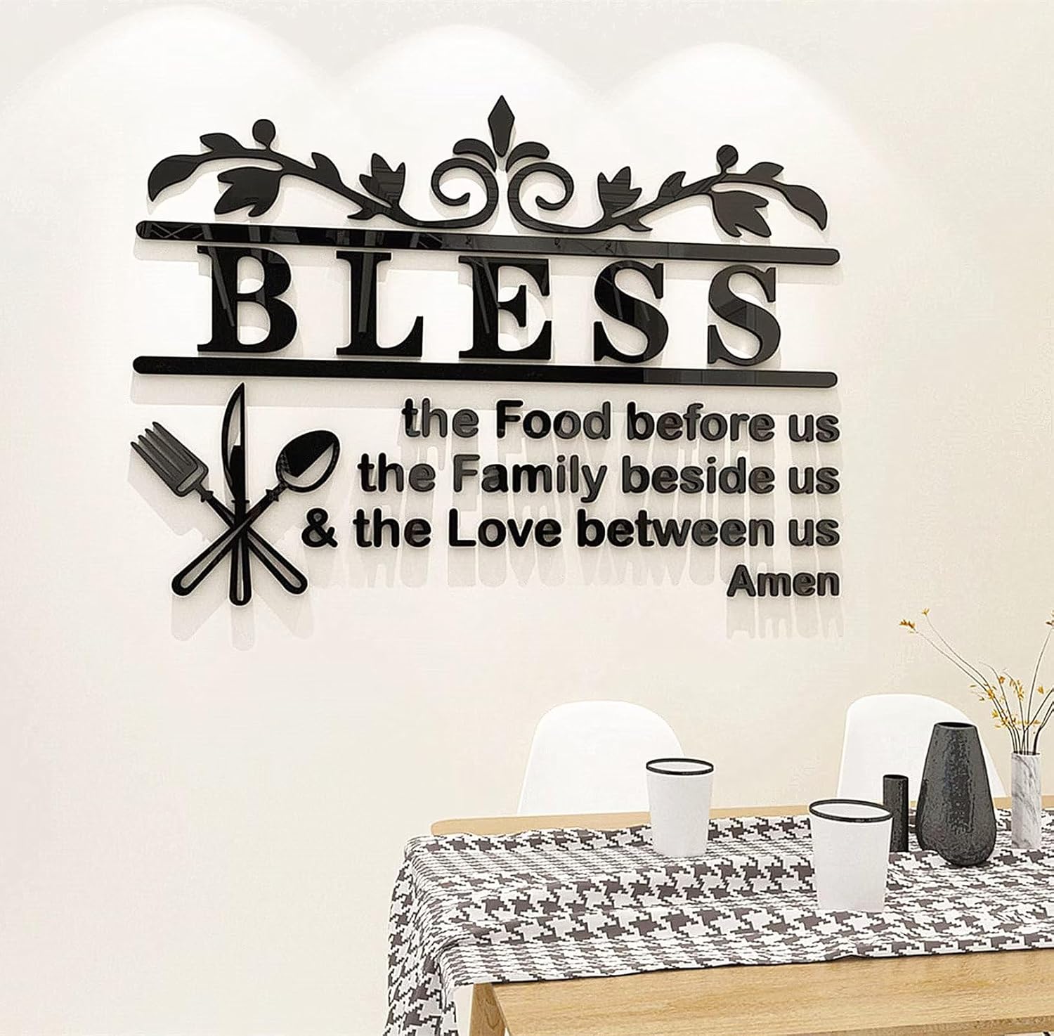 Amazon.com: Kitchen Wall Decor 3D-DIY Silver Dining Room Wall Decor ...