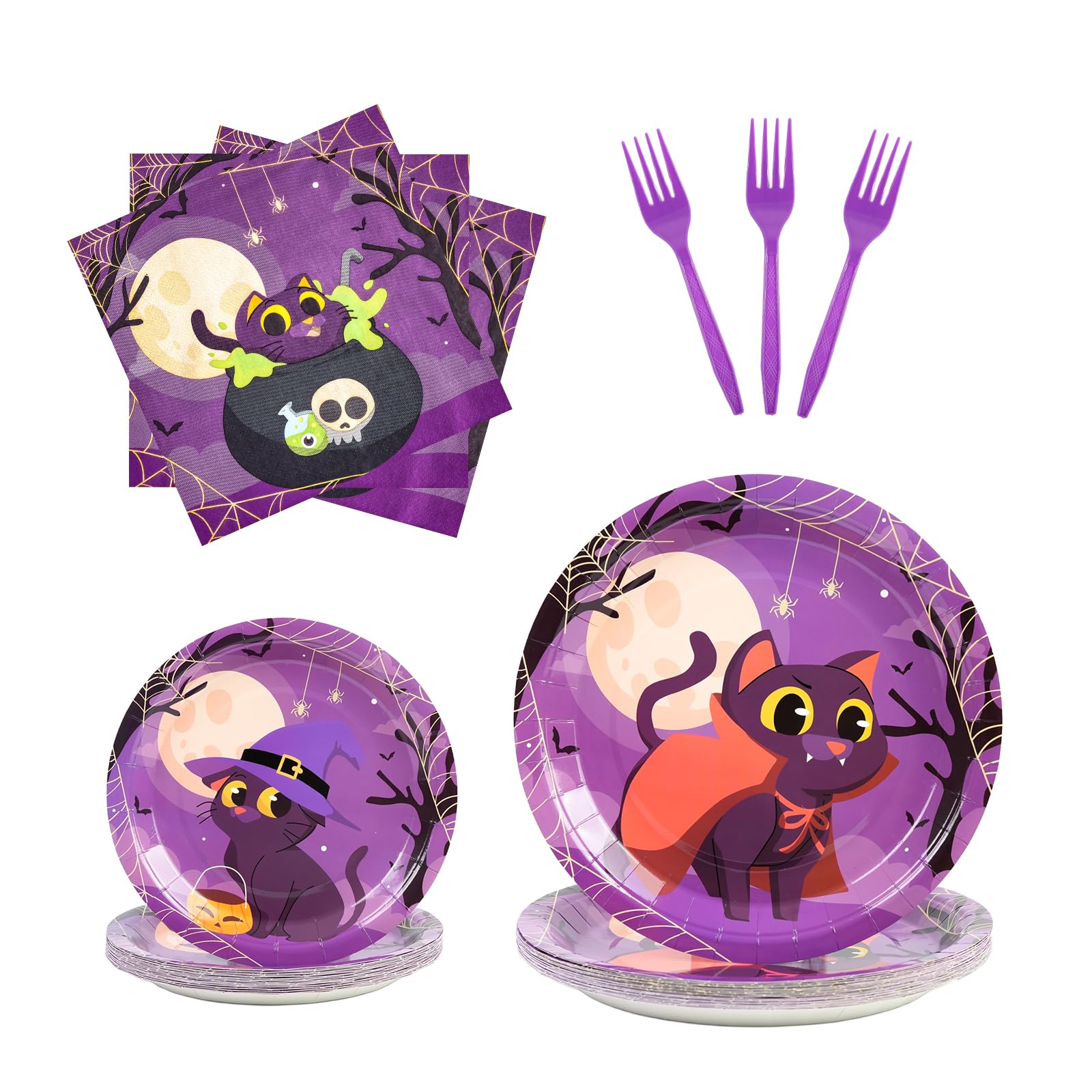 Amazon.com: 96PCS Halloween Plates and Napkins, Halloween Party Plates ...