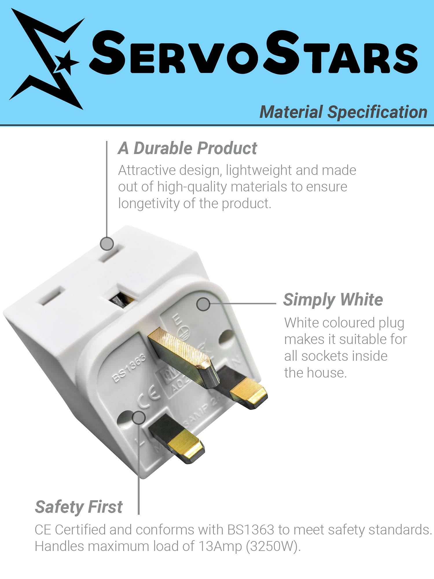 Buy 2 Way Multi Plug Adaptor - 3 Pin UK Socket Extender - Power Cube ...
