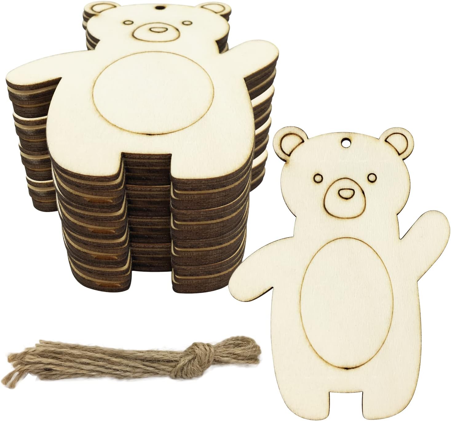Amazon.com: Ciieeo 40pcs Wooden Bear Shaped Cutouts Hanging Wood Bear ...