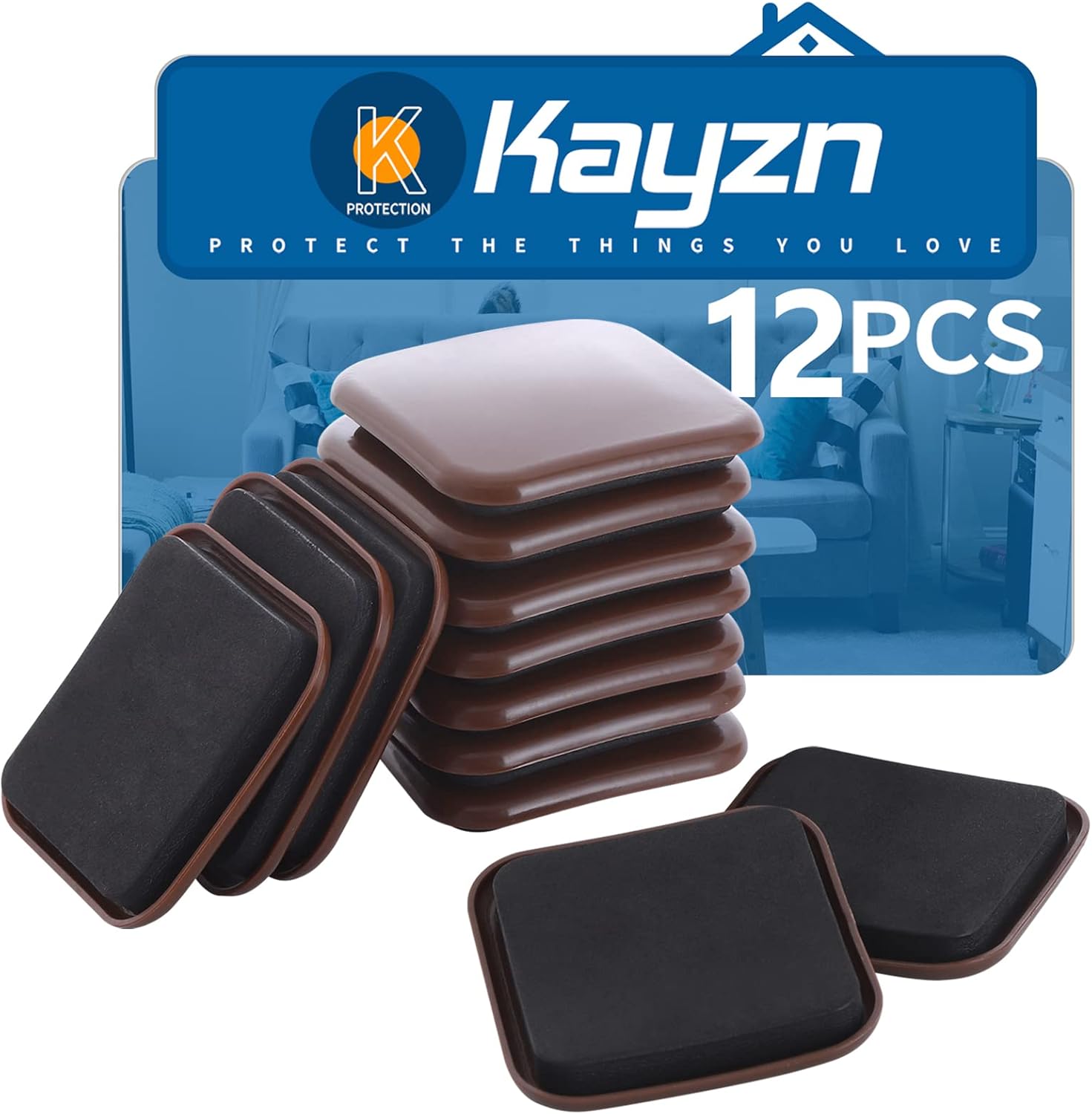 Amazon.com: Kayzn Furniture Sliders, 12pcs 3 inch Square Furniture ...