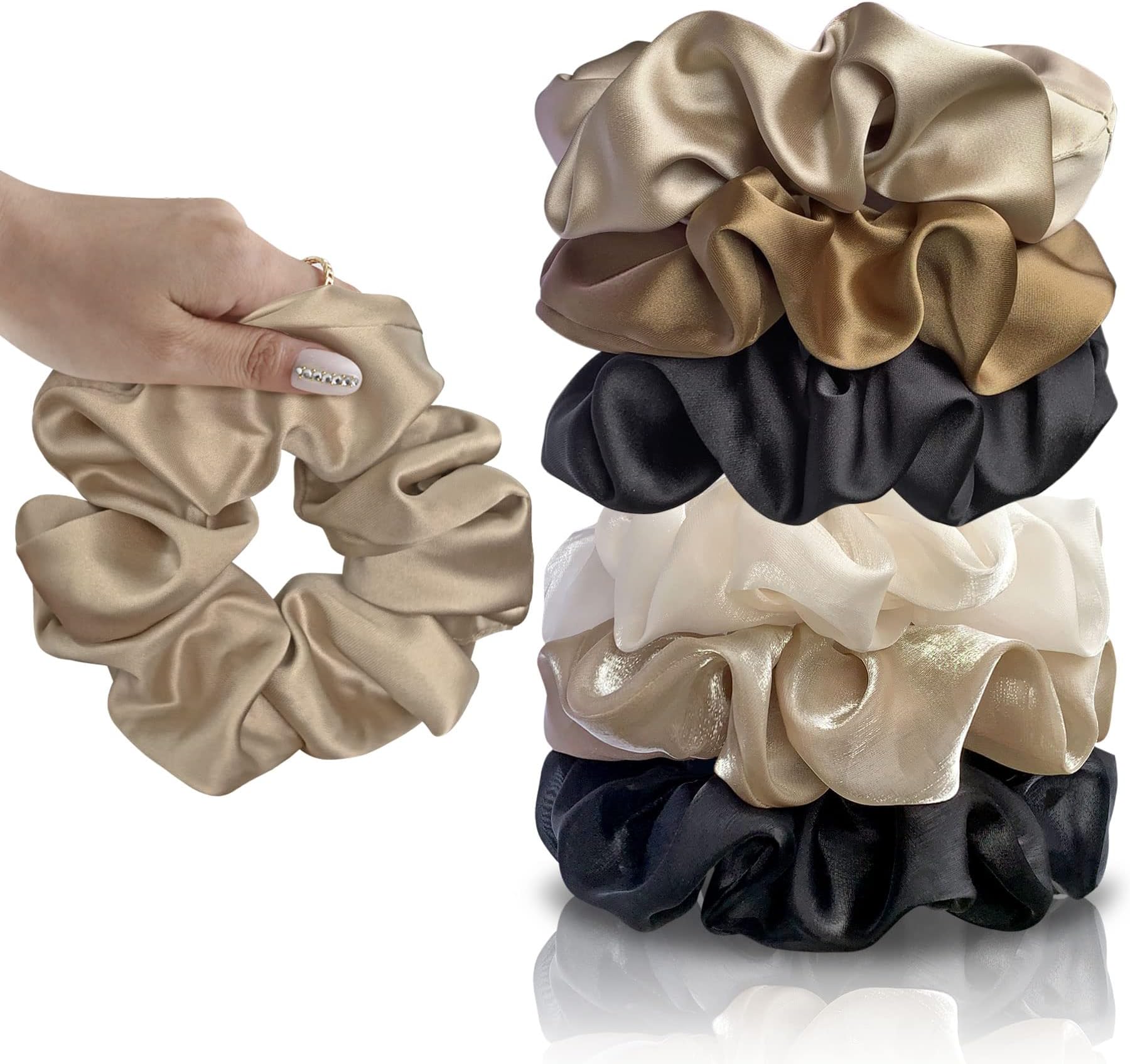 Amazon.com : Chloven 20 Colors Large Satin Hair Scrunchies Elastic Hair ...