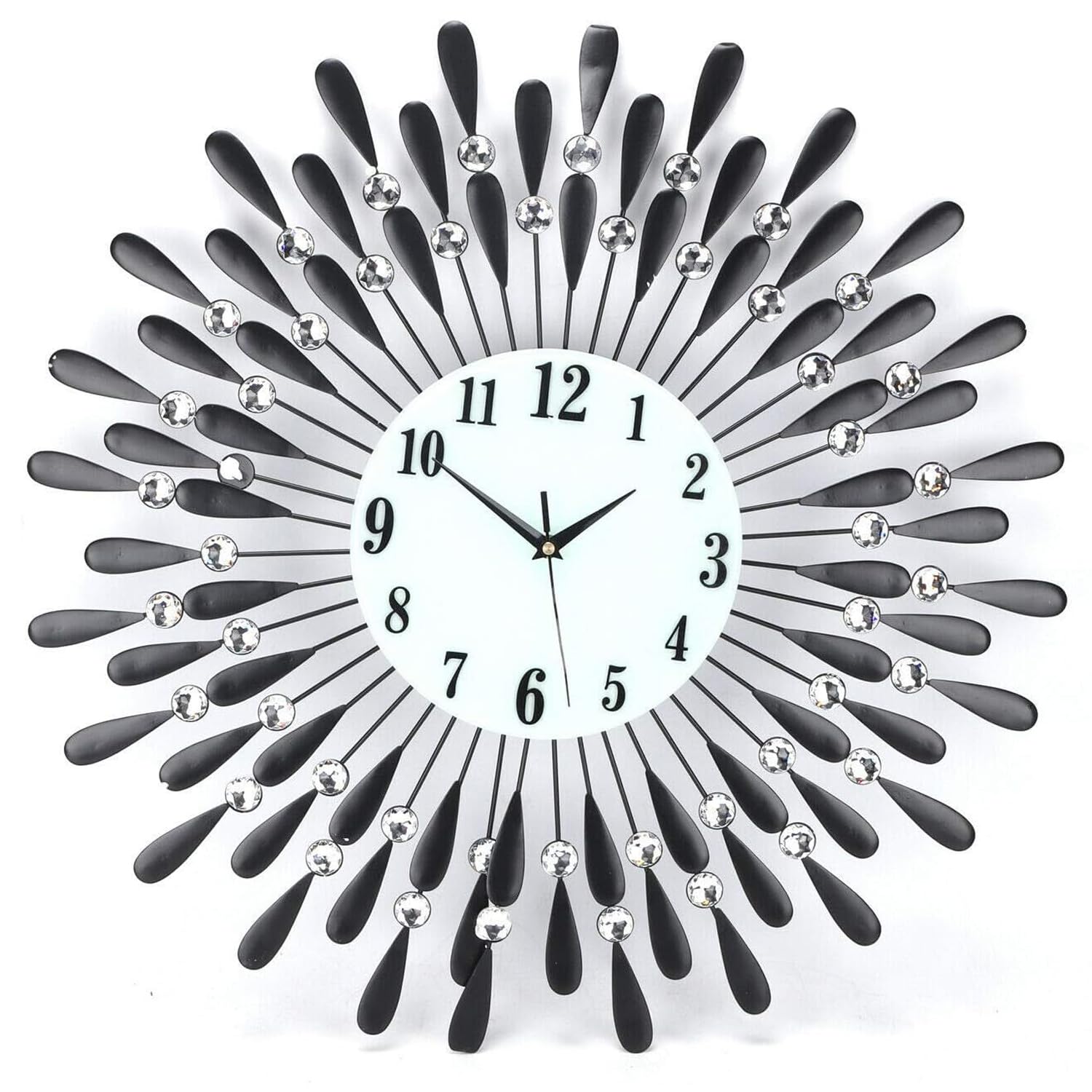 Shoze Large Wall Clocks for Living Room Modern Metal Black Wall Clock ...