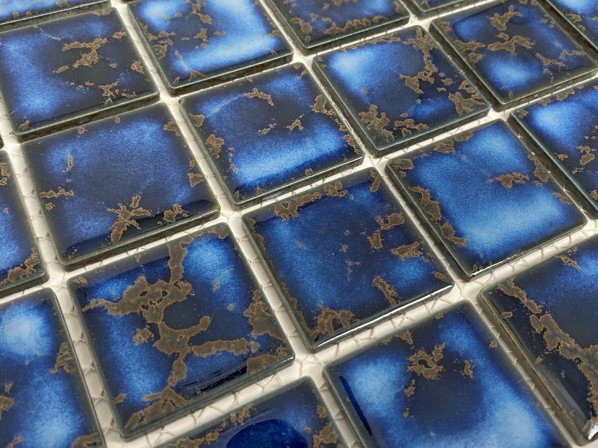 Tenedos 2" x 2" Calacatta Blue Gold 2x2 Square Pattern Porcelain Mosaic ...