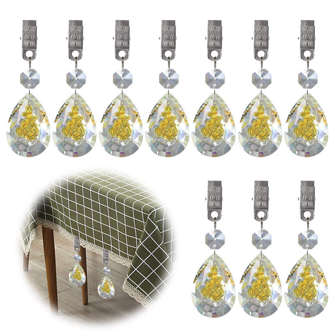 Amazon.com: Glarks Tablecloth Weights Set, 10Pcs Metal Clip AB Crystal ...