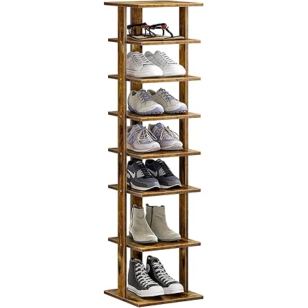 HOOBRO Shoe Rack Wooden, Tall Shoe Rack, Narrow Shoe Storage Organizer ...
