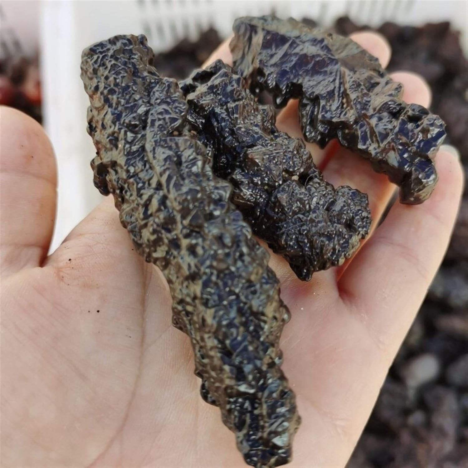 2-5pcs Rare Natural Black Meteorites rock Falling Stone Gem Meteorite ...