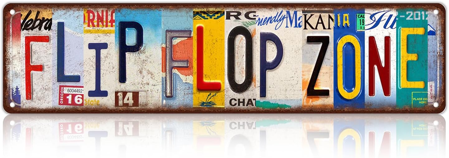 Amazon.com: Vintage Flip Flop Zone Metal Tin Signs Street Signs Home ...