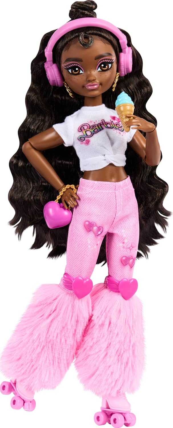 Amazon.com: Barbie Dream Besties Doll and Accessories, Barbie Brooklyn” Posable Roller Skating ...
