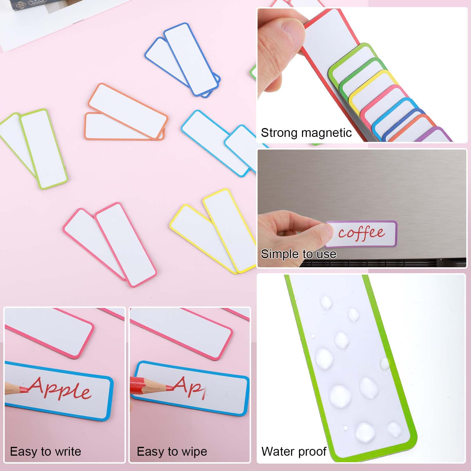 Dimeho 54 Pcs Magnetic Dry Erase Labels Reusable Strips Classroom Name ...