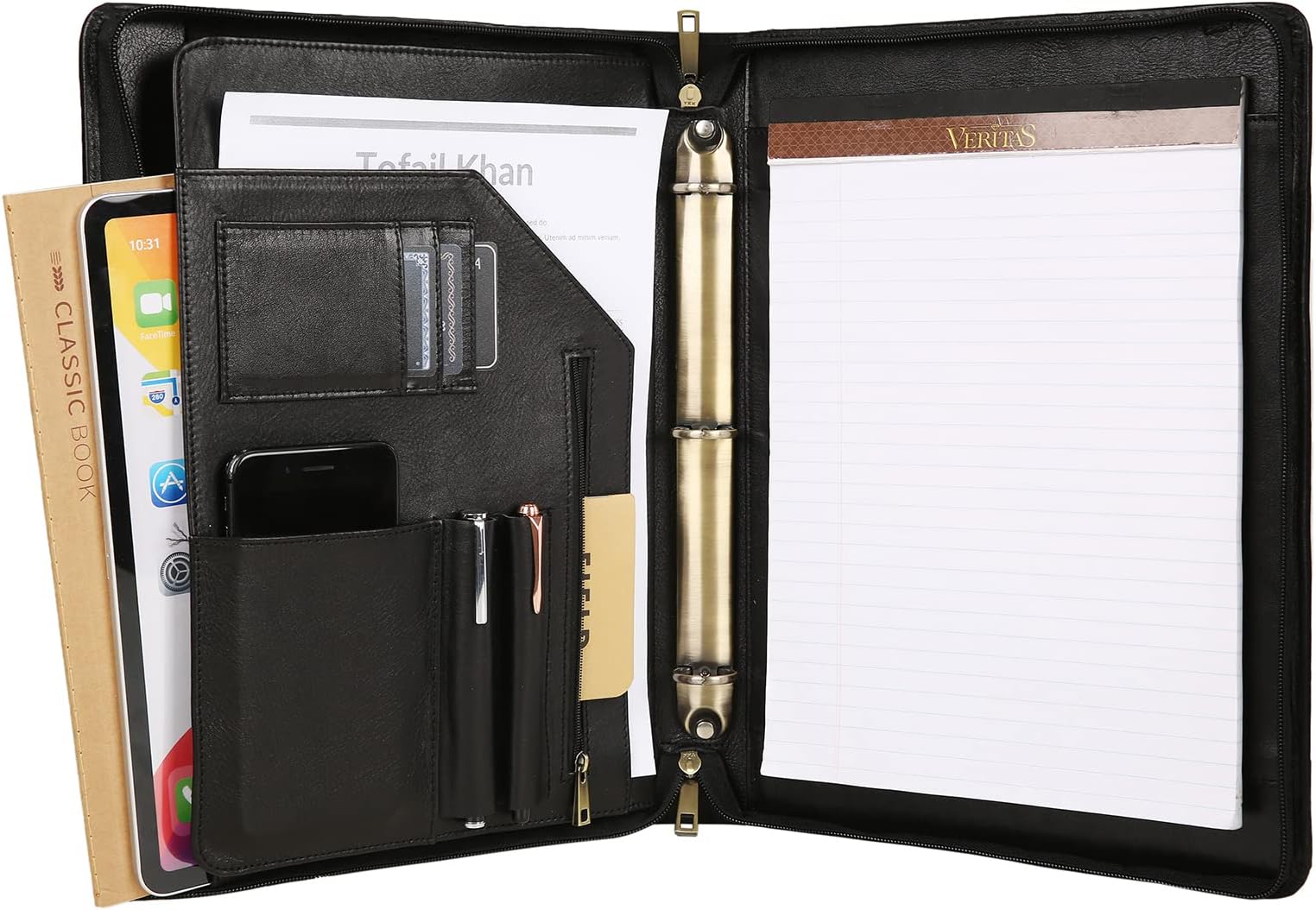 Amazon.com : Genuine Leather Binder, Oil Tanned Leather 3 Ring ...