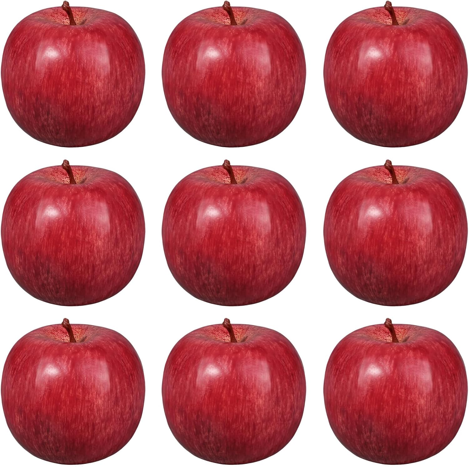 Amazon.com: EOPER 9 Pieces Artificial Apples, Dark Red Fake Apples ...