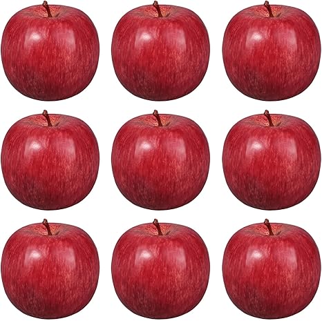Amazon.com: EOPER 9 Pieces Artificial Apples, Dark Red Fake Apples ...