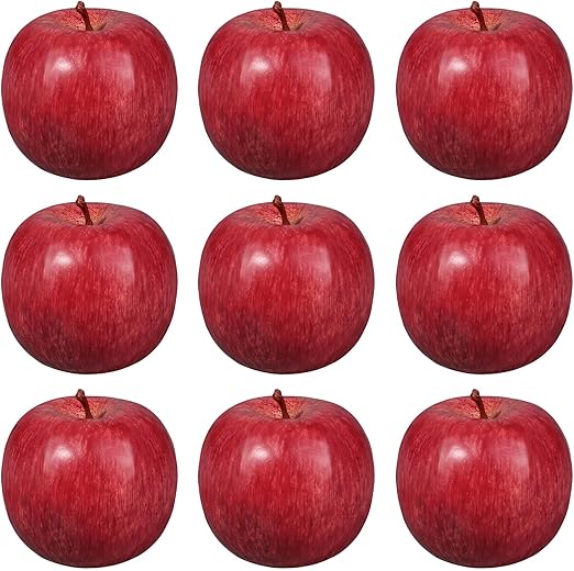 Amazon.com: EOPER 9 Pieces Artificial Apples, Dark Red Fake Apples ...