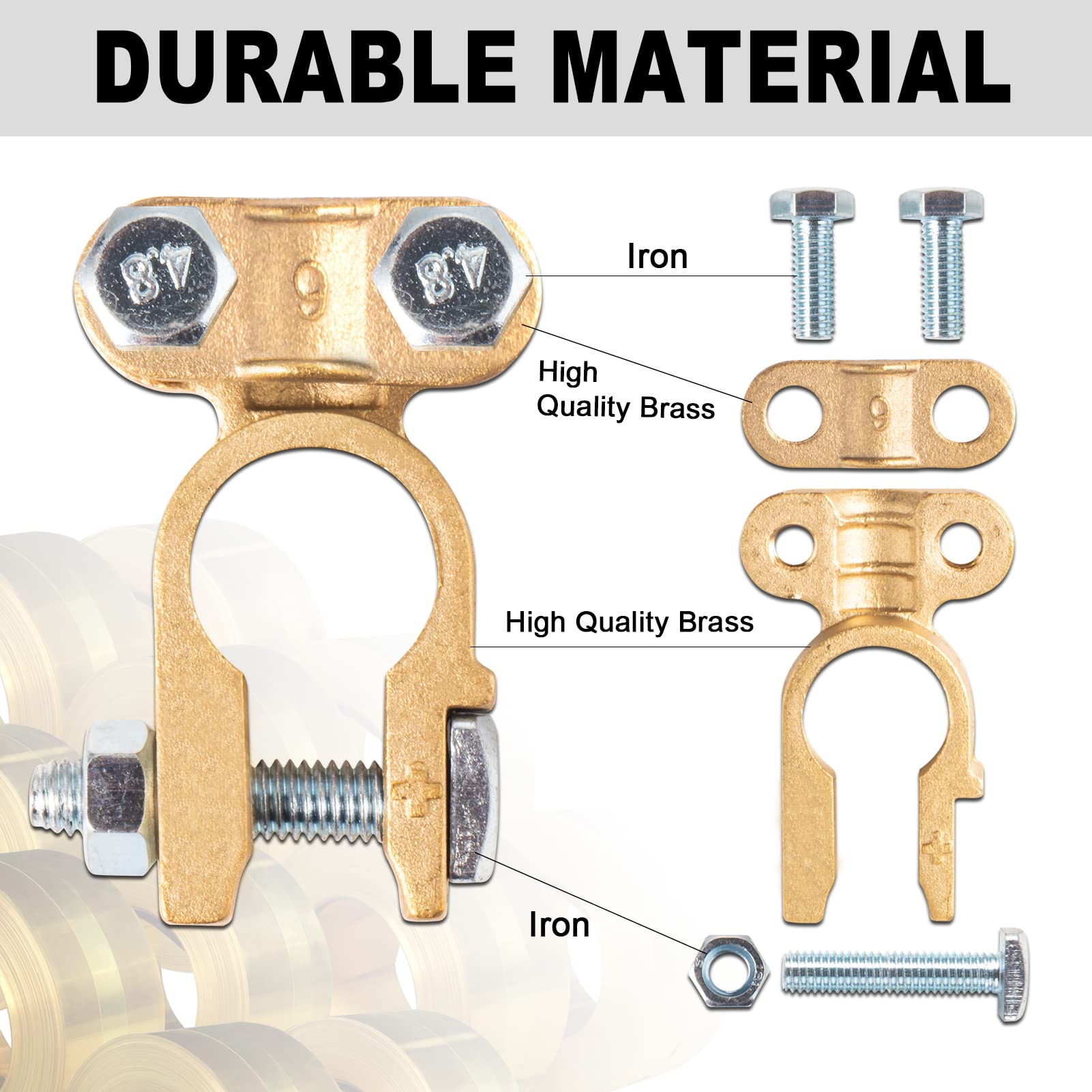 Snapklik.com : Battery Terminals Connectors Clamps, Brass Positive ...