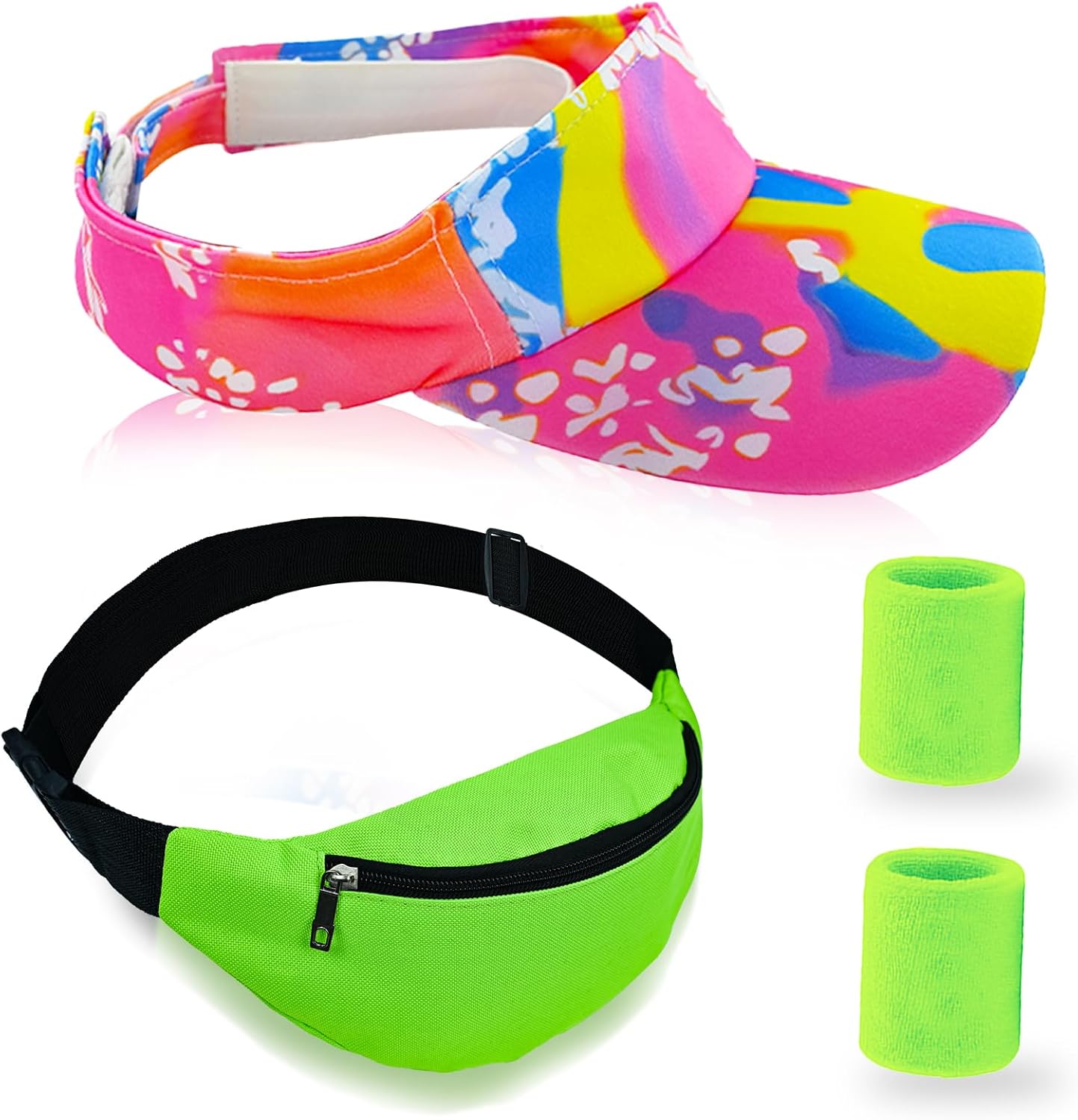 Amazon.com: ZOKJFDK 80s Sun Visor Hat Holographic Fanny Pack Neon ...