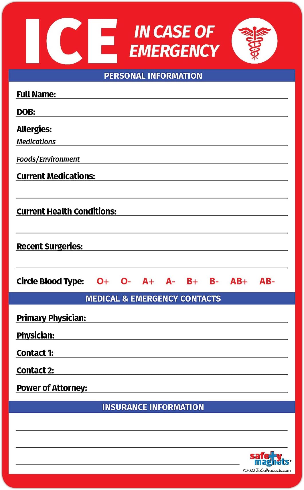 Amazon.com: ICE in Case of Emergency Numbers Contacts Refrigerator ...