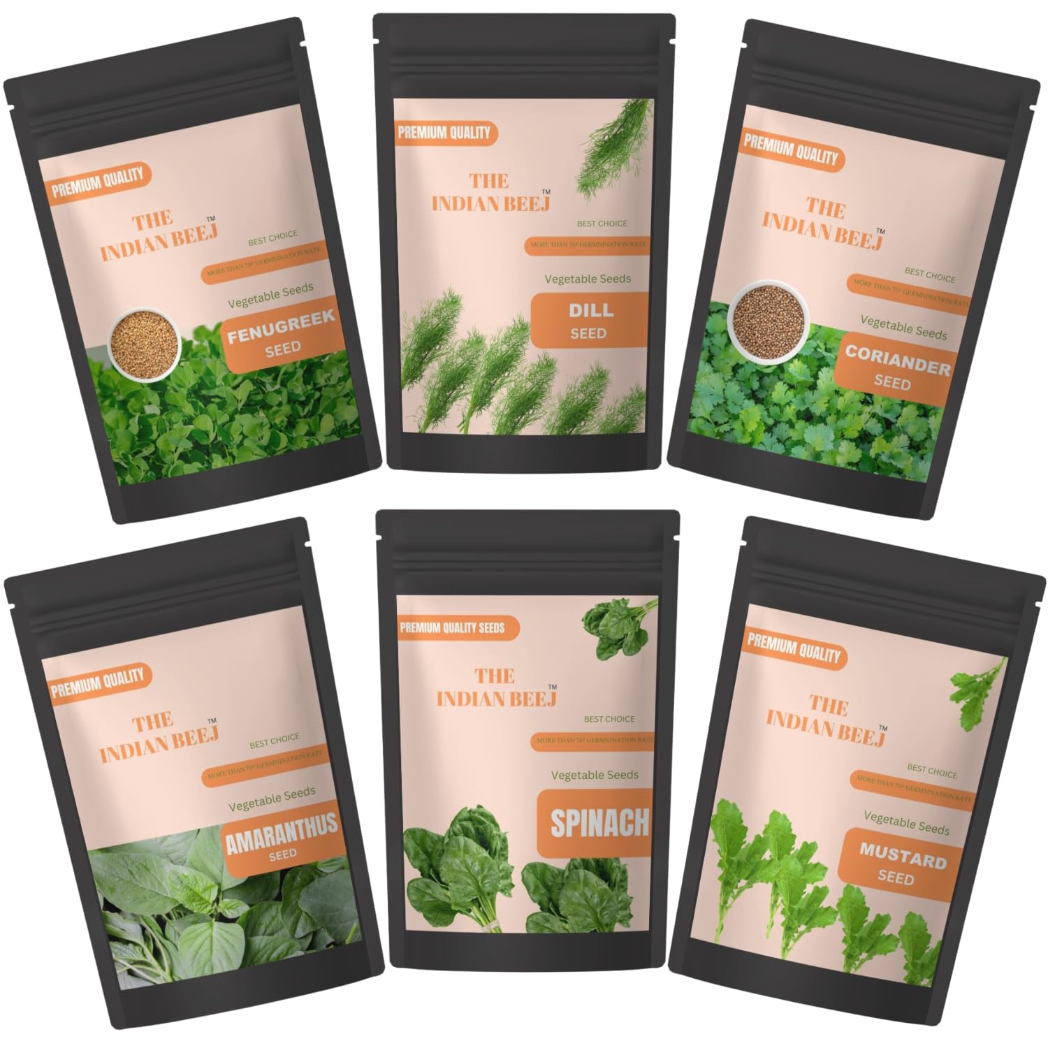 The Indian Beej -Six Varieties |Green Leafy Vegetable seeds| 10 g Each ...