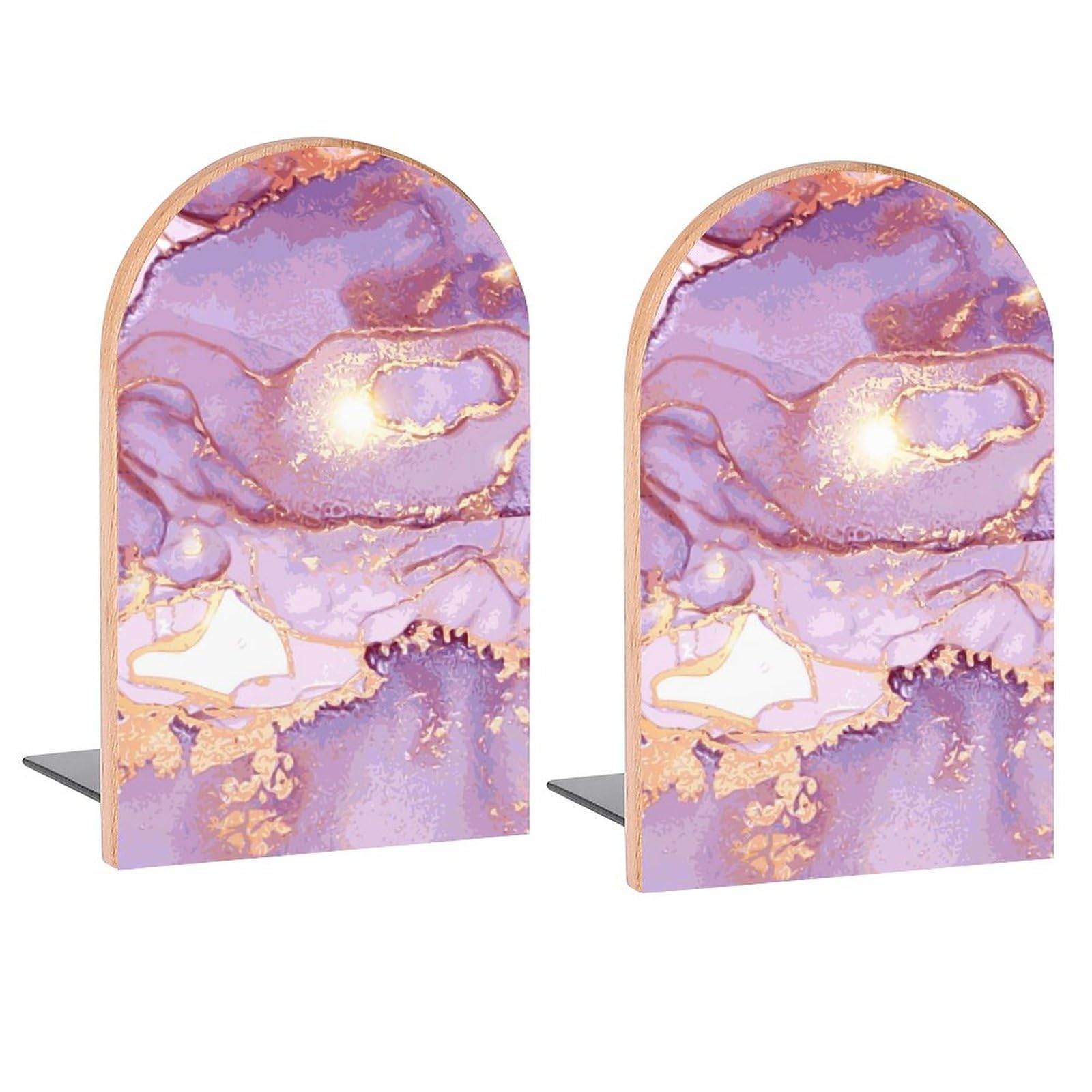 Amazon.com: Marble Purple Gold Stone Book Ends Decorative Wood Bookends ...