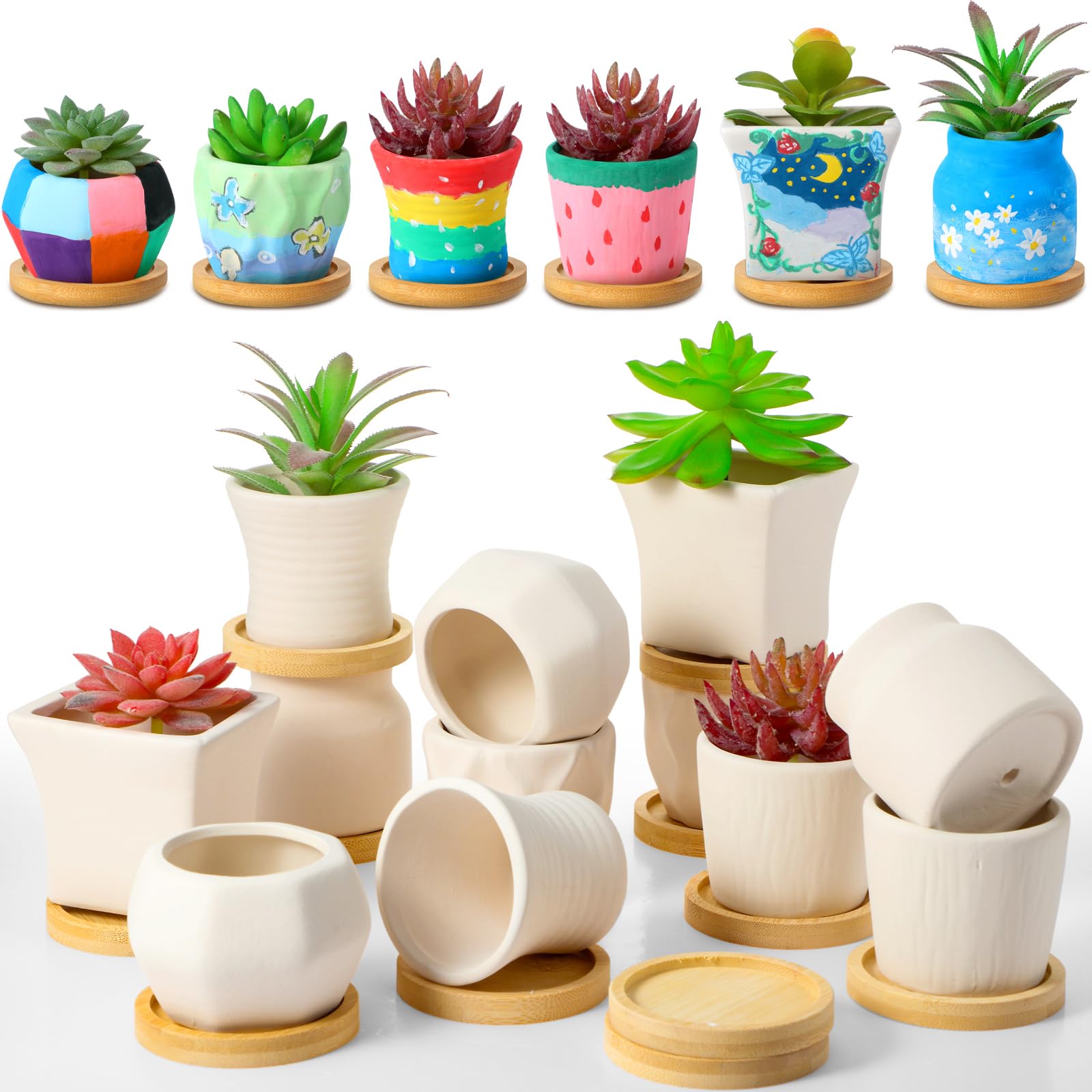 Snapklik.com : Remerry 12 Pcs Small Ceramic Pots 2.5 Inch Mini ...