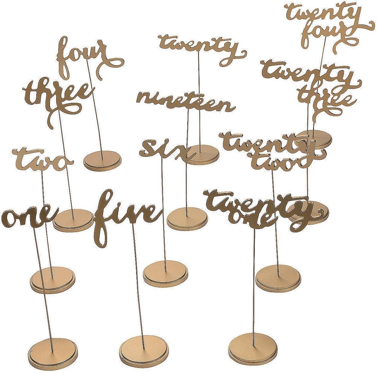 Amazon.com: Fun Express Wood Cursive Table Numbers (Gold Set of 1-24 ...