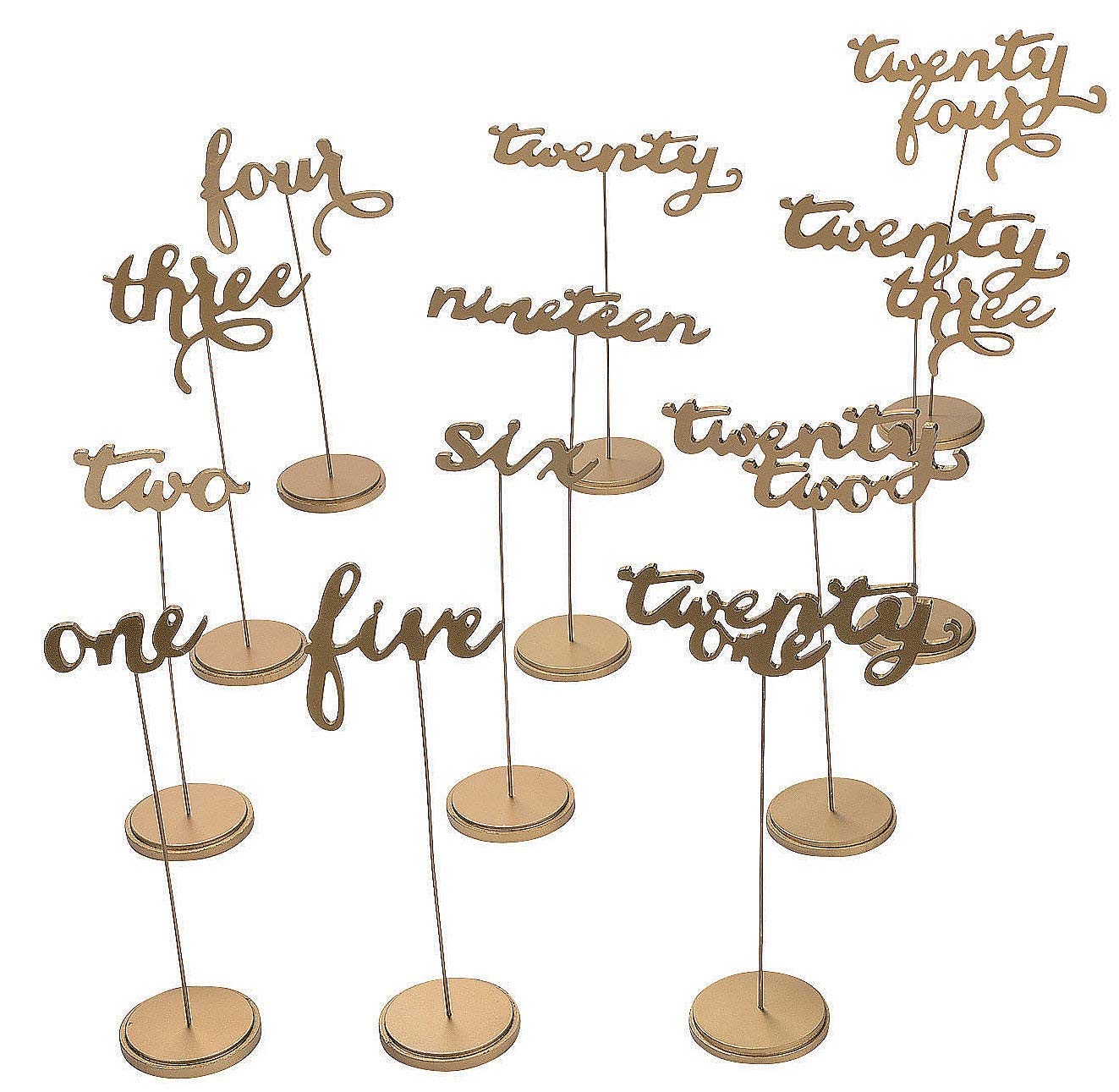 Amazon.com: Fun Express Wood Cursive Table Numbers (Gold Set of 1-24 ...