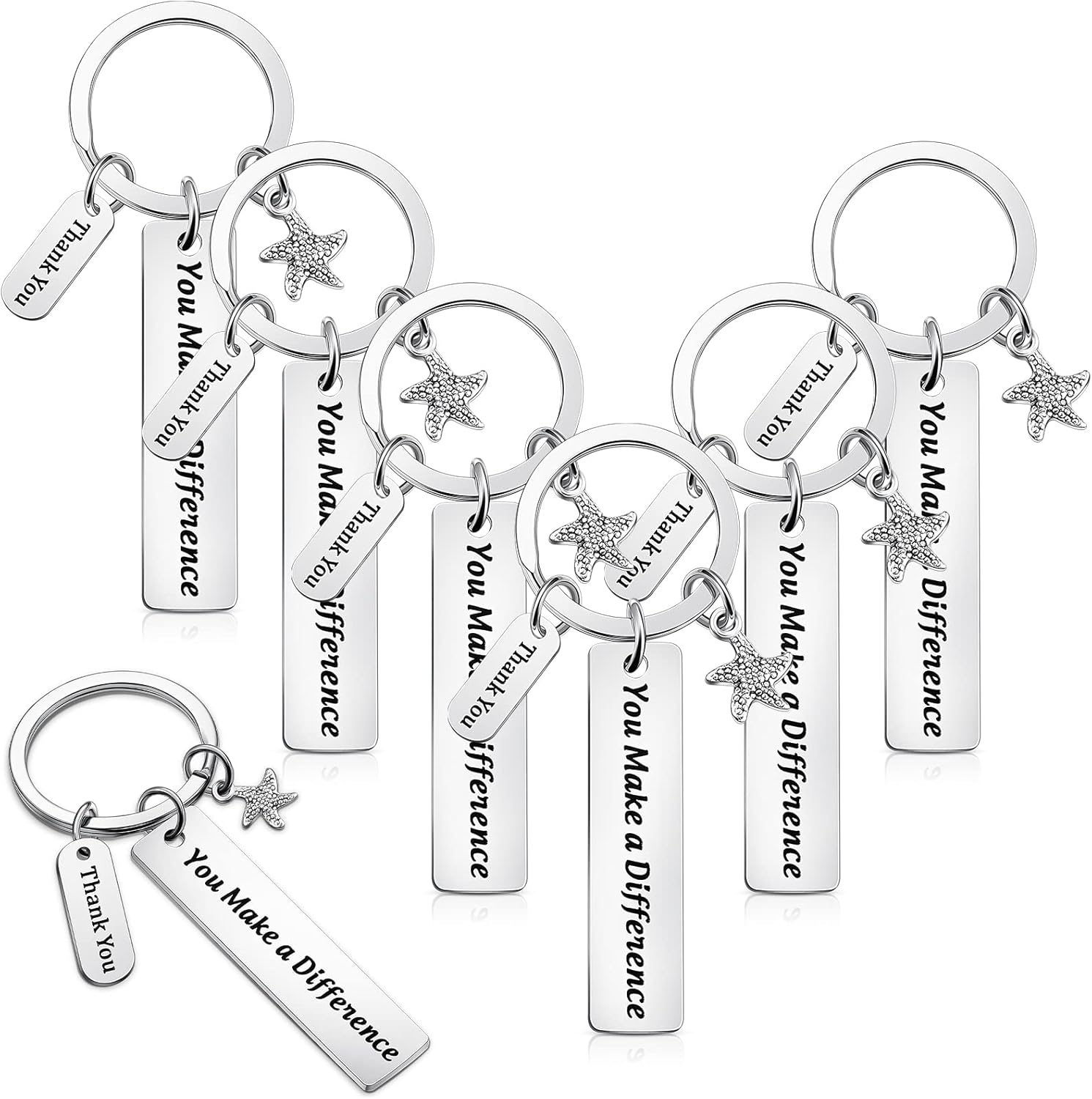 Yinkin 6 Pcs Thank You Gifts Appreciation Keychain Make a Difference ...