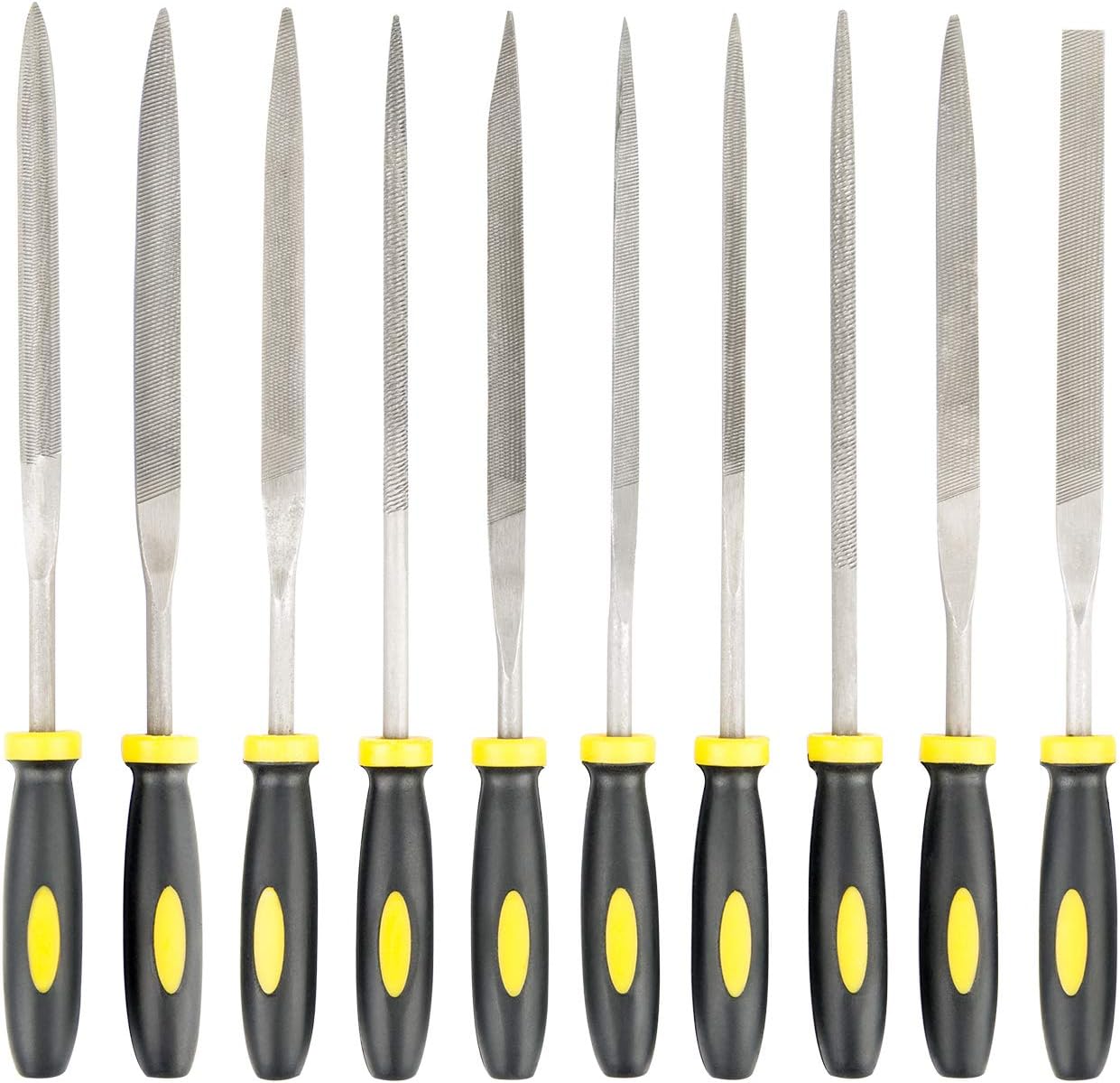 10 Pcs Needle File Set,DanziX 4mm x 160mm Hand Metal Files with Rubber ...