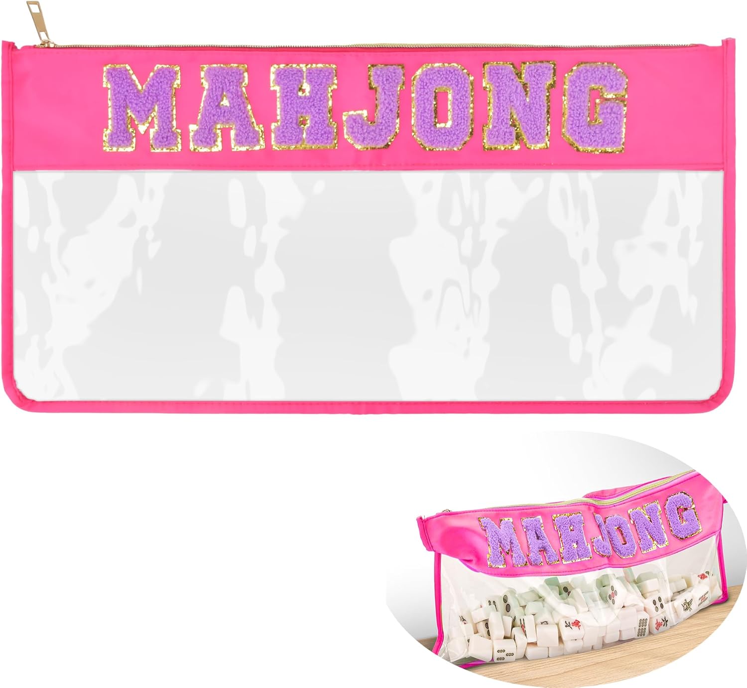 Amazon.com: Abitoncc American Mahjong Storage Bag,Pink Soft Bags for ...