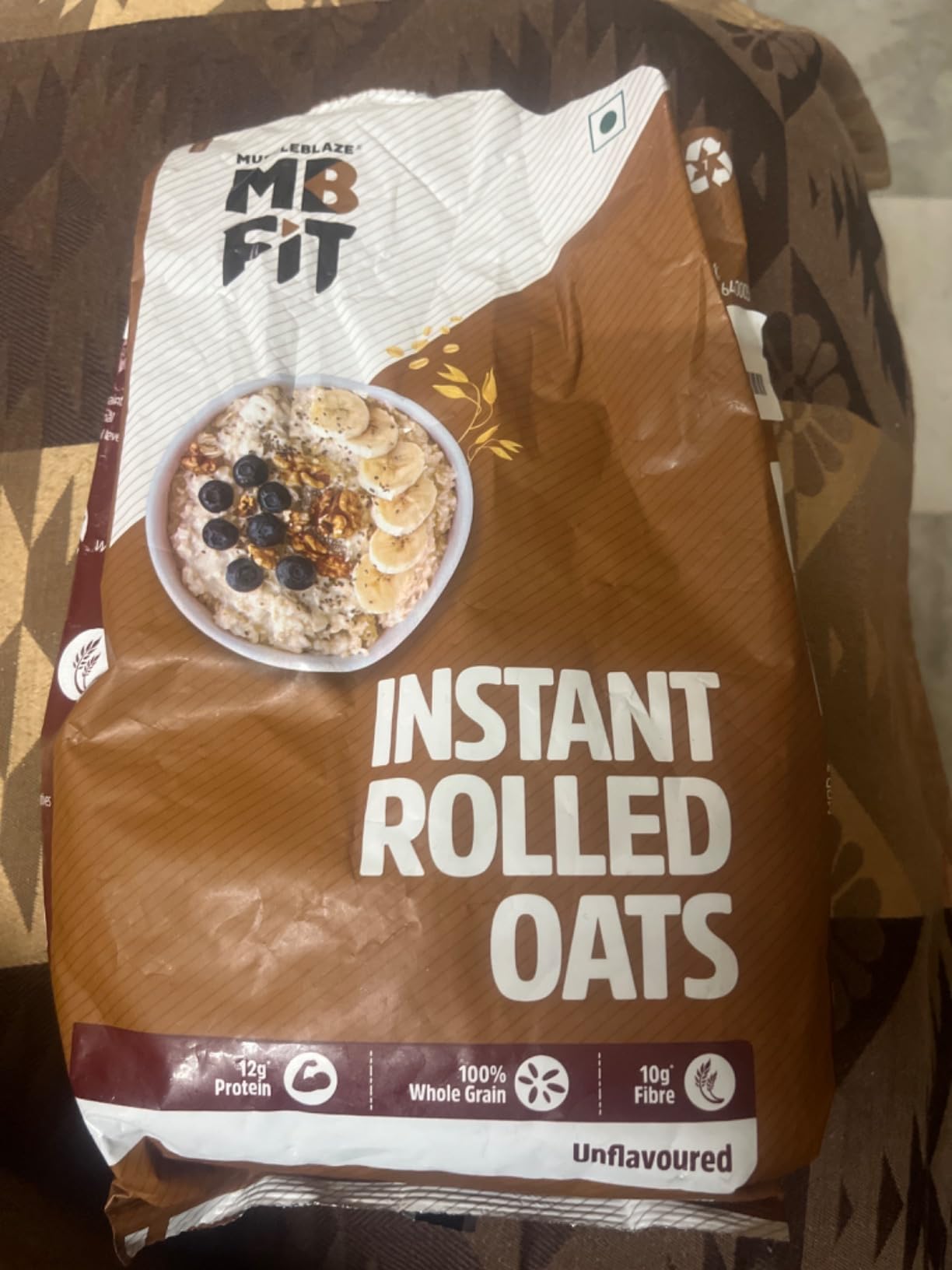 MuscleBlaze Fit Instant Oats (Unflavoured, 1kg) | 12g Protein | 100% ...