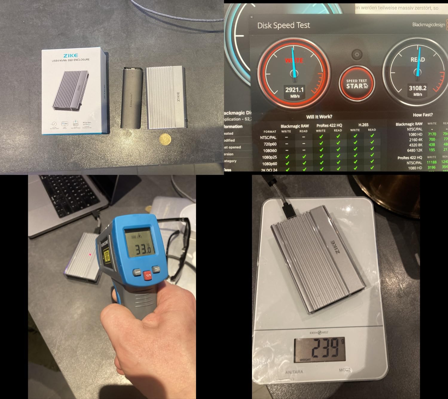 ZIKE 40Gbps M.2 NVMe SSD Enclosure USB4.0 up to 3811MB/s Aluminium Case ...