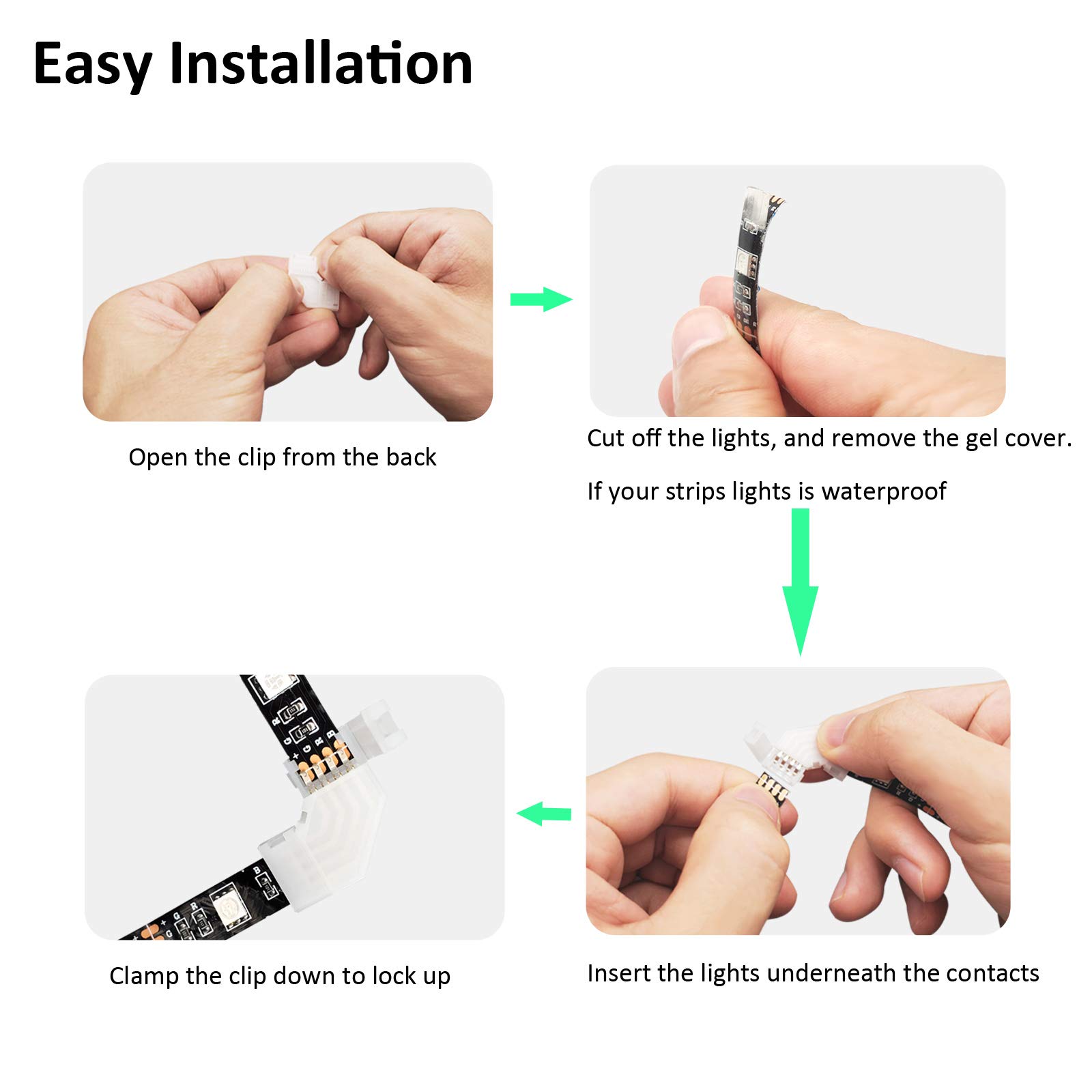 Snapklik.com : 90 Degree LED Strip Corner Connectors L Shape 10mm, LED ...