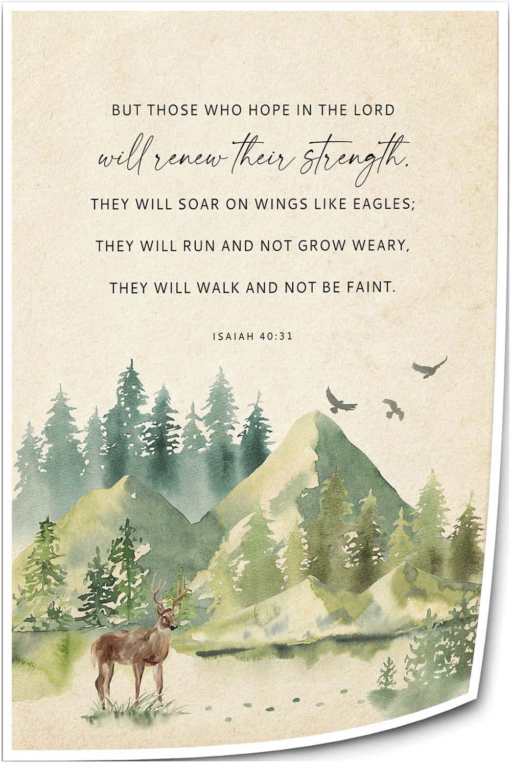 Amazon.com: Strength Isaiah 40 31 Bible Verse Wall Art Praying ...