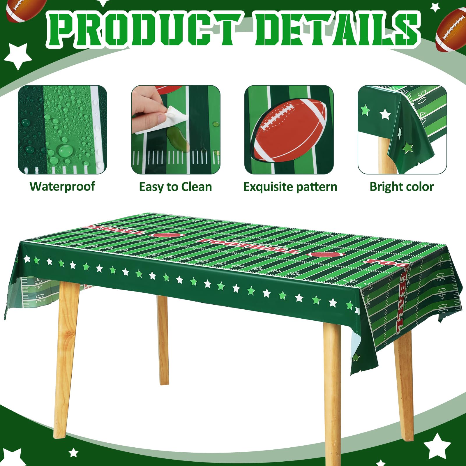 Snapklik.com : 100 Feet X 40 Inch Football Plastic Tablecloth Roll ...
