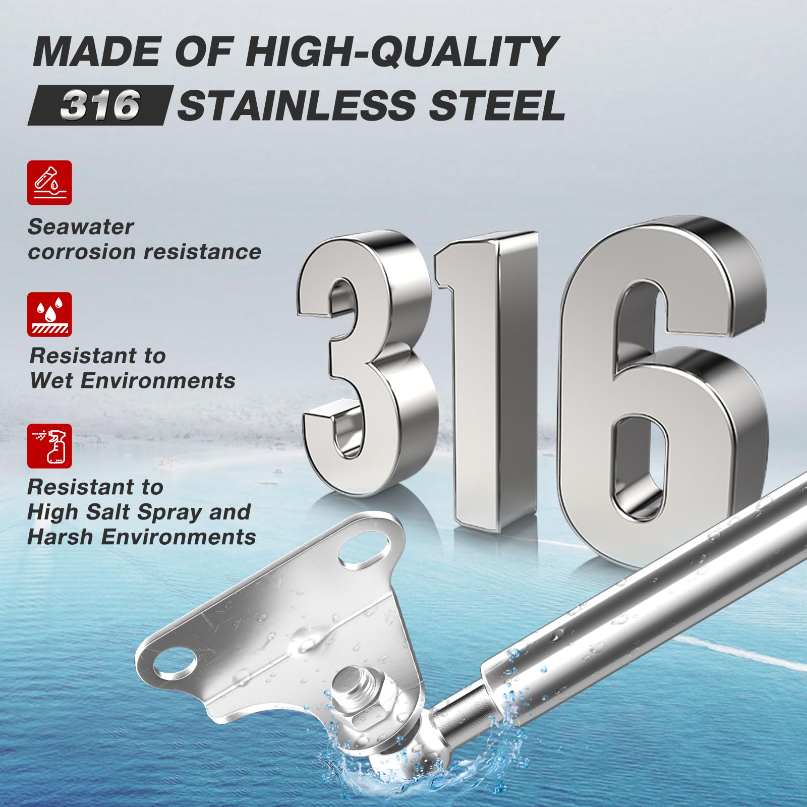 Snapklik.com : Vepagoo 15 Inch 45Lb/200N Stainless Steel Gas Struts ...