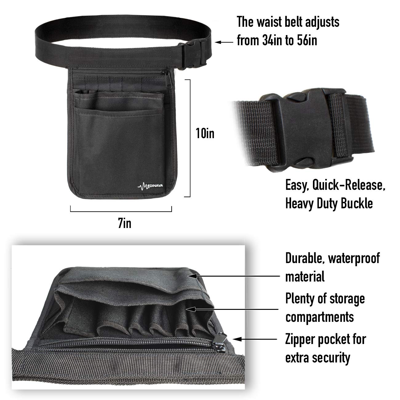Buy Medical Organizer Belt for Nurses - Multi-Compartment Nurse Fanny ...
