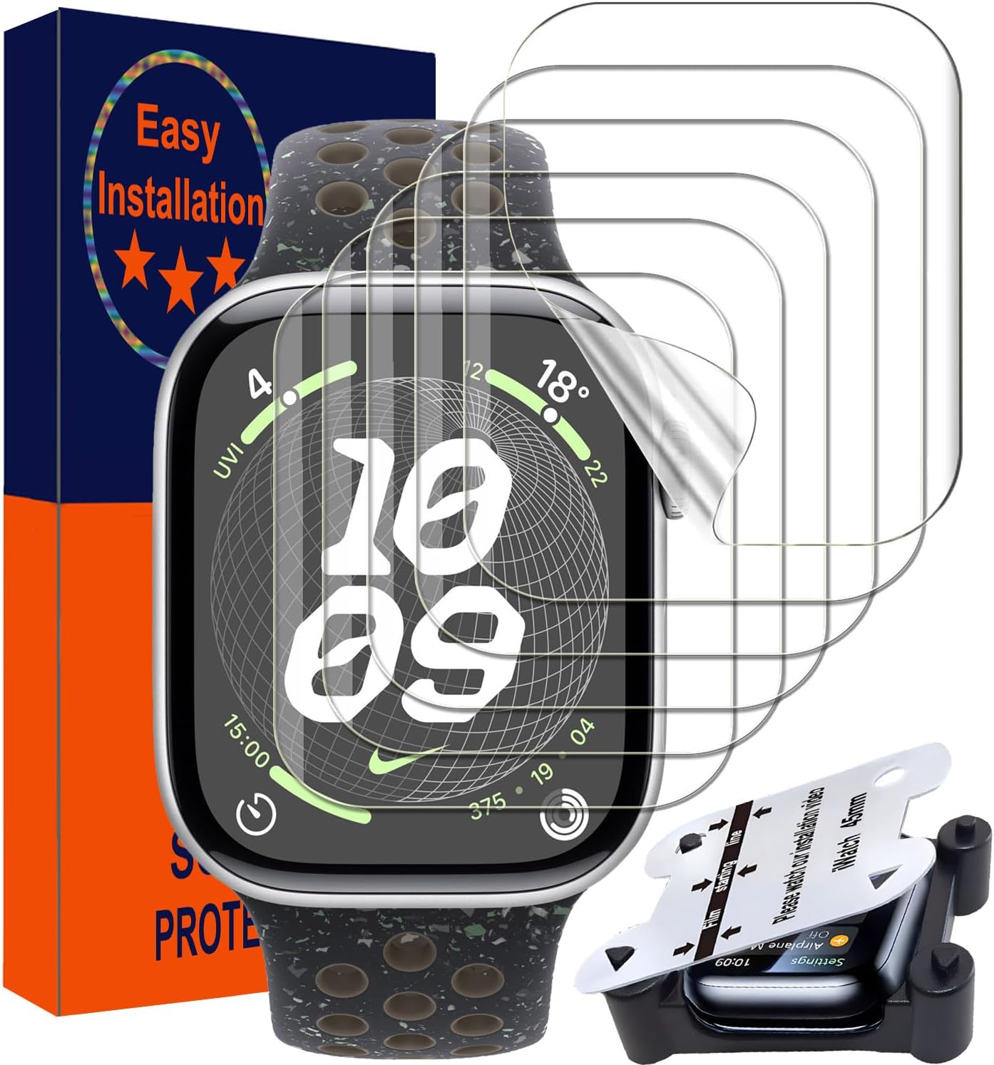 Amazon.com: MAGIC JOHN 2 Pack for Apple Watch Series 9/8/7 45MM Screen ...