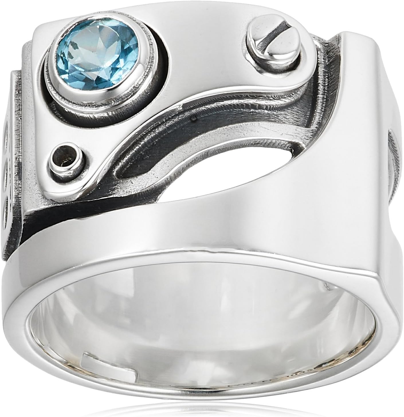 Amazon | [ドクターモンロー] Dr MONROE メカニカルリング シルバー925 ブルートパーズ FC-104SE-SV-BT-21 日本サイズ21号 | リング 通販