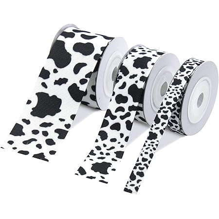 Amazon.com: Cow Print Wired Ribbon 3 Rolls Christmas Cowhide Ribbon ...