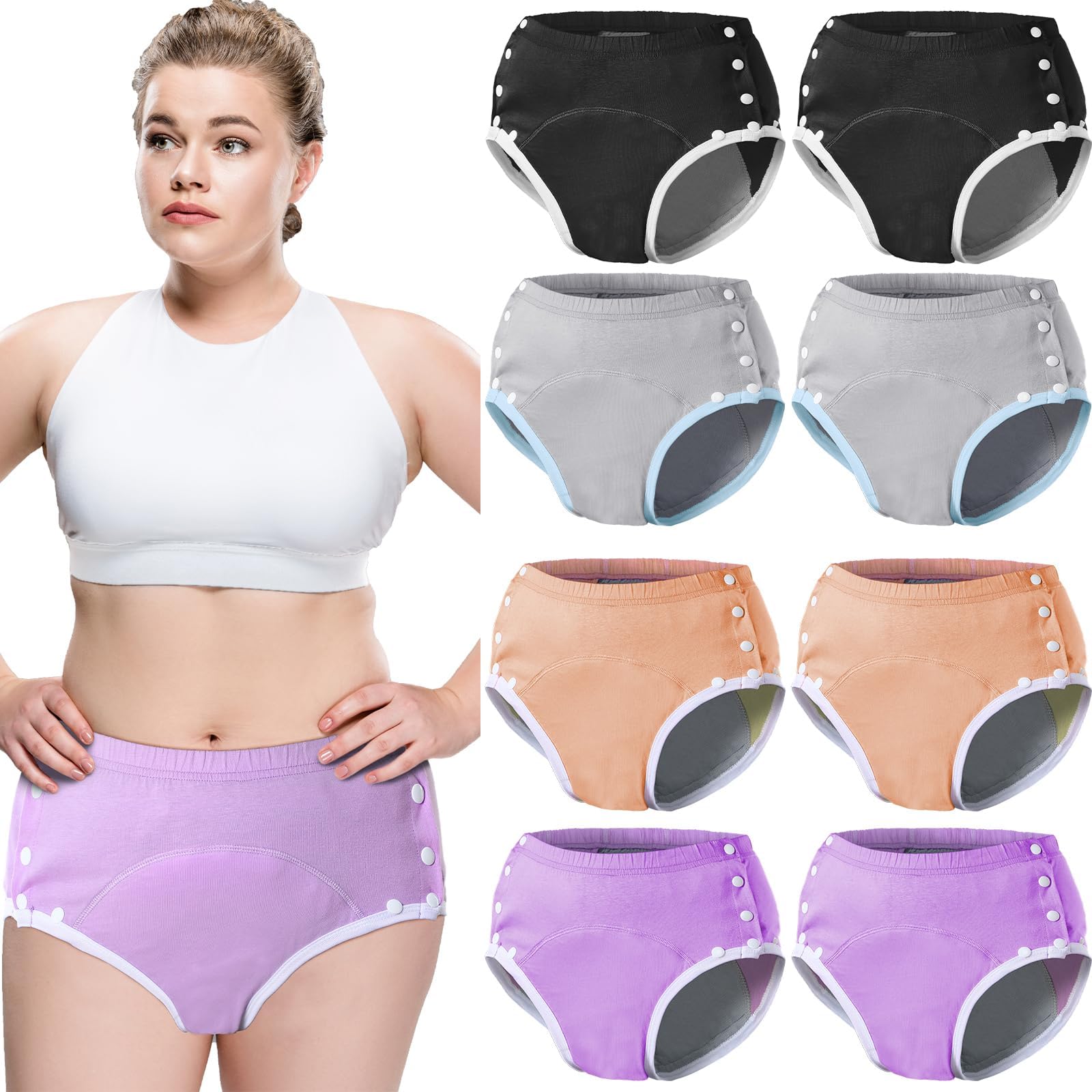 Amazon.com: Timgle 8 Pcs Reusable Adult Diapers for Women Incontinence Adults Leak Proof Cotton ...