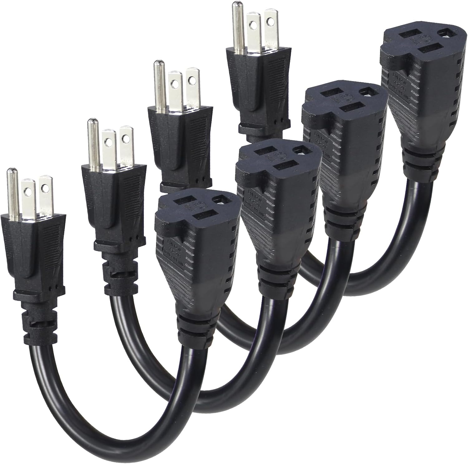 KUNCAN Short Power Extension Cord - 15A 6 Inch 3 Prong Outlet Saver ...