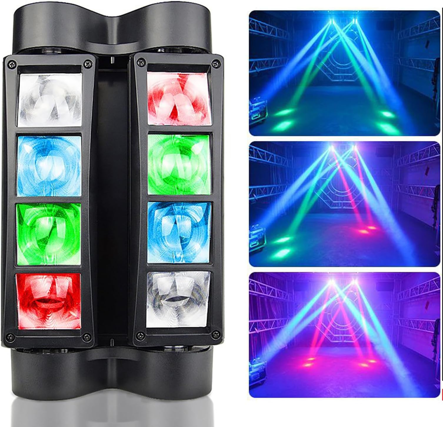 Luminación LED de Escenario, 8 x 3 W, Luz de Fiesta móvil RGBW, 4 Modos ...