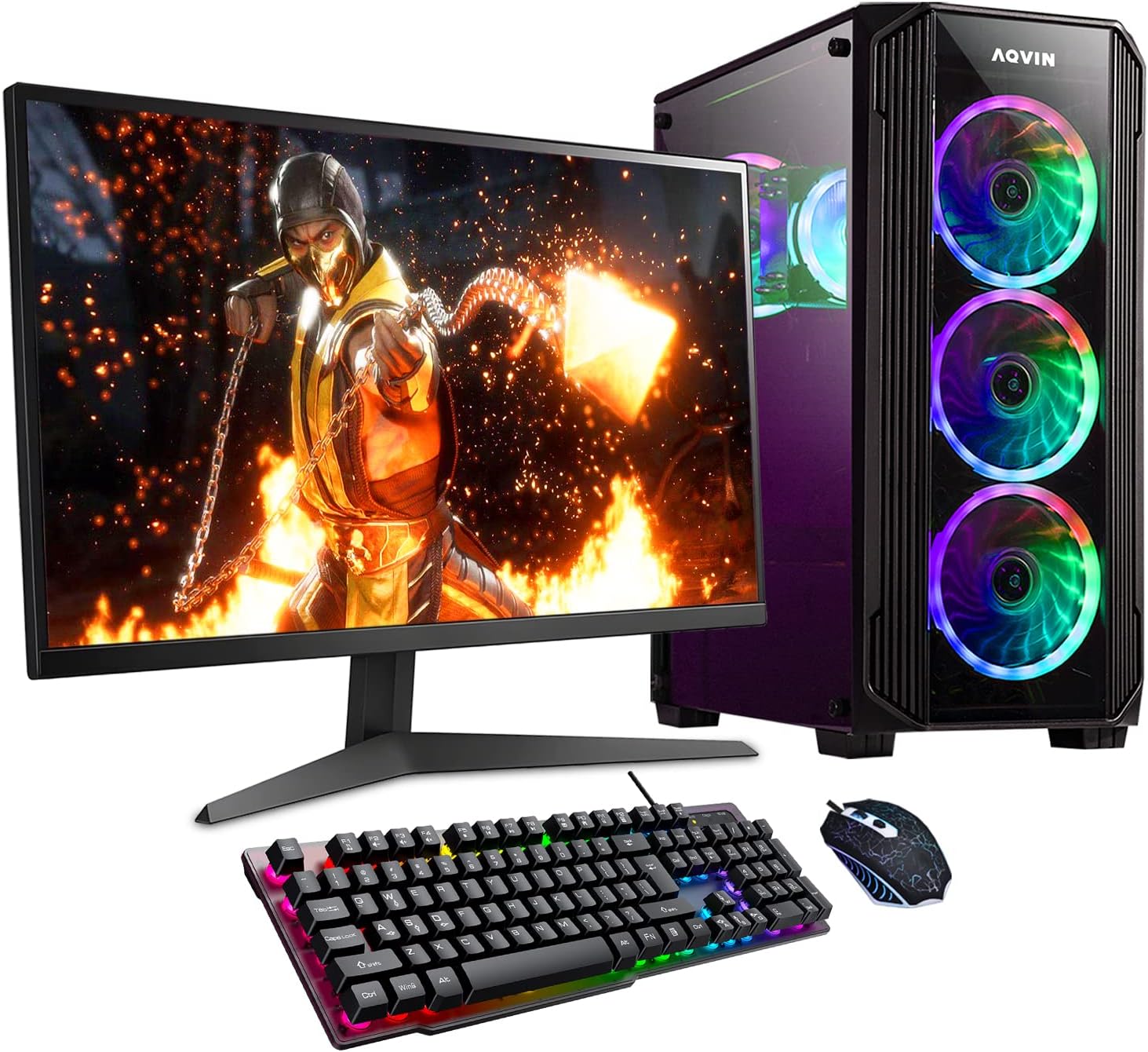 Gaming Desktop PC Tower with 24 inch Gaming Monitor - AMD Ryzen 5 3600 ...