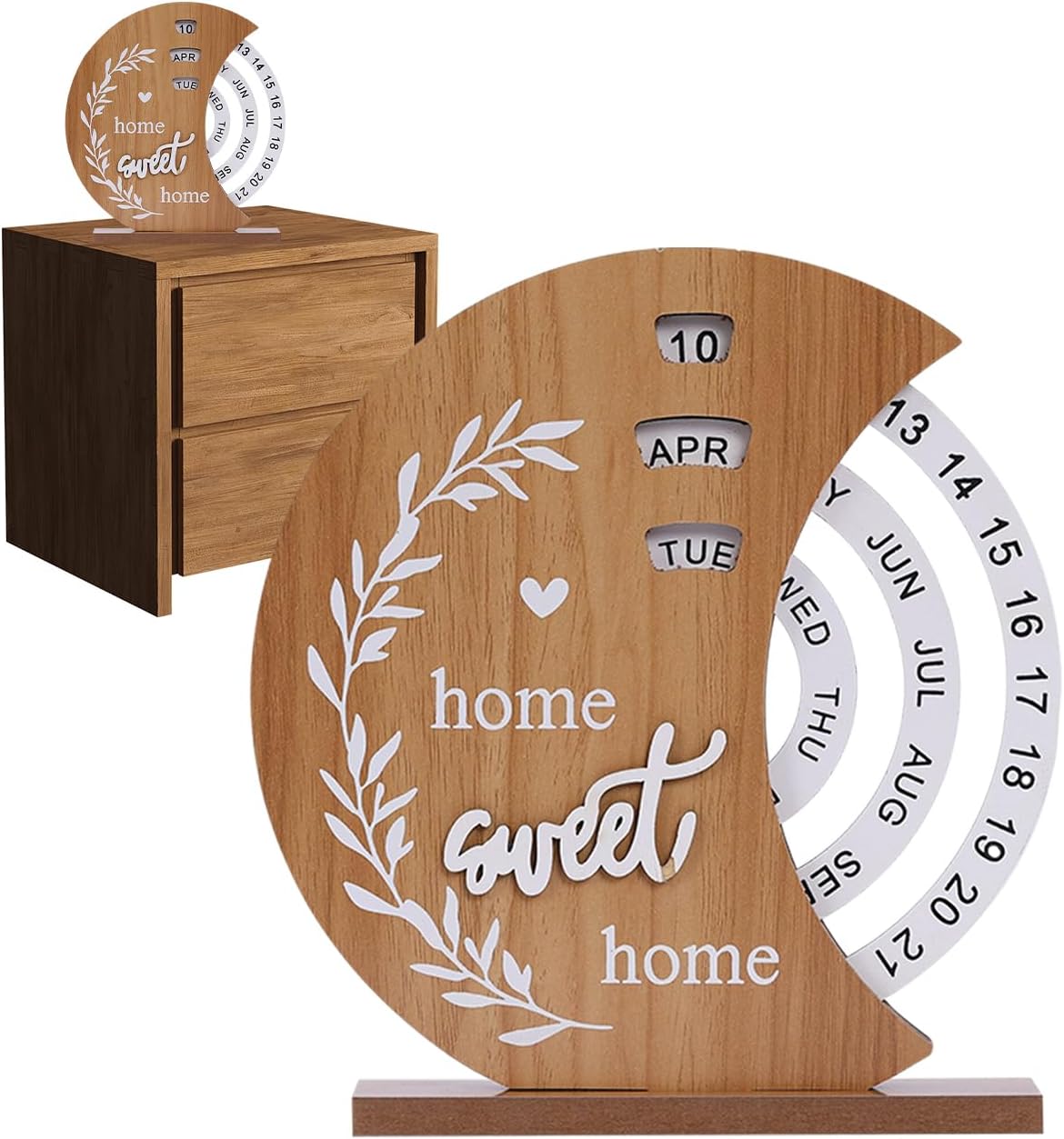 Wooden Perpetual Calendar,Reusable Time Record Card Disk Calendar ...