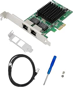 Dual-Port PCIe X1 Gigabit Network Card 1000Mbps PCI Express Ethernet ...