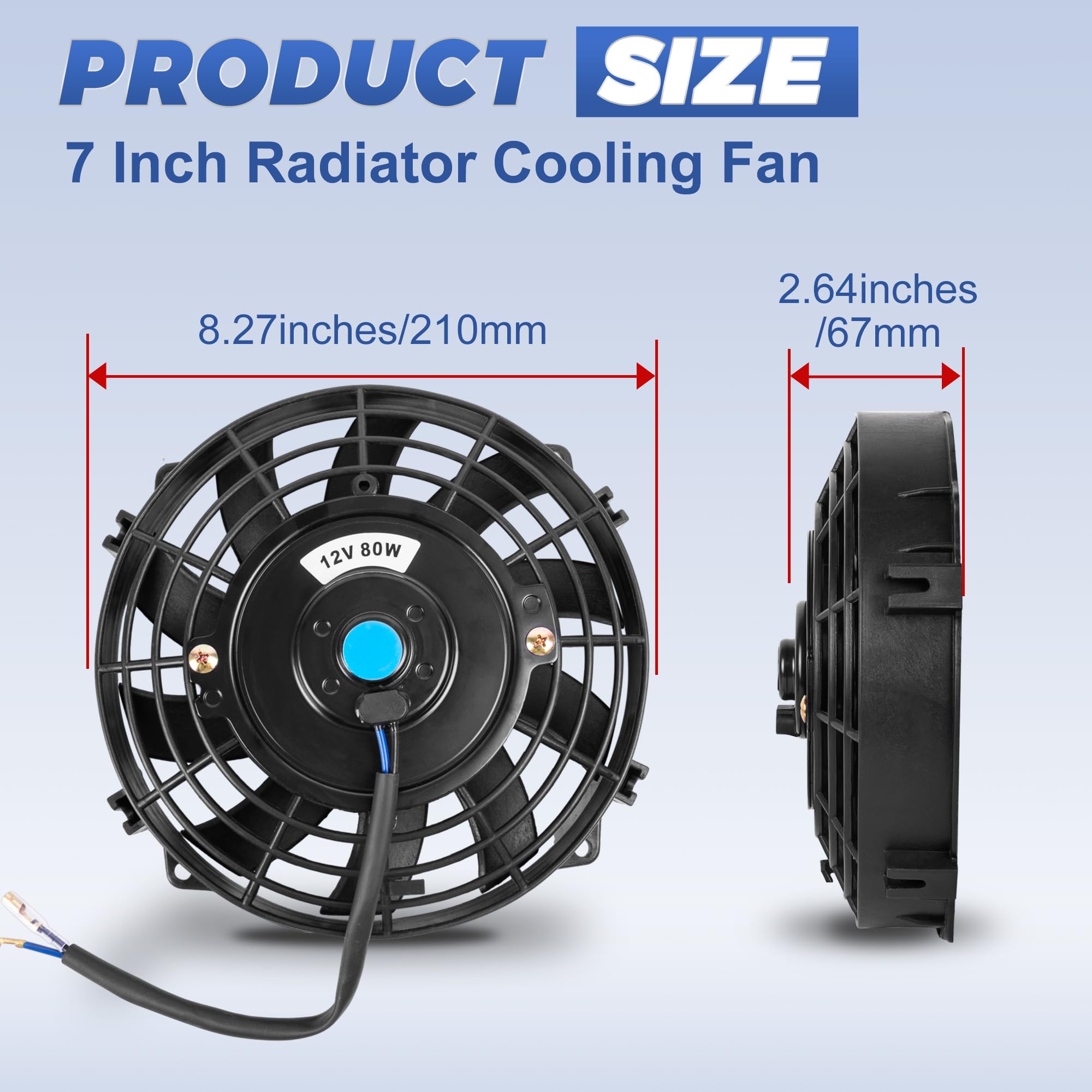 Snapklik.com : 7 Inch 7” Black Universal Electric Radiator Slim Fan 12V ...