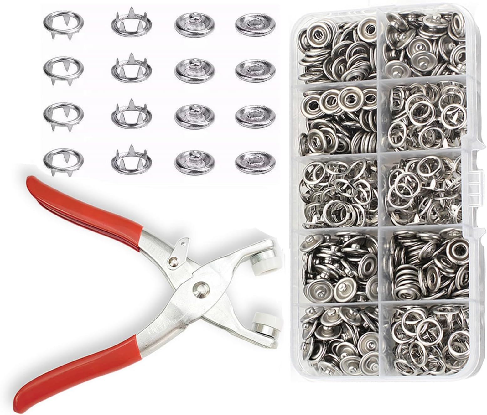 100 Sets Metal Snaps Buttons with Fastener Pliers Press Tool Kit Snaps ...
