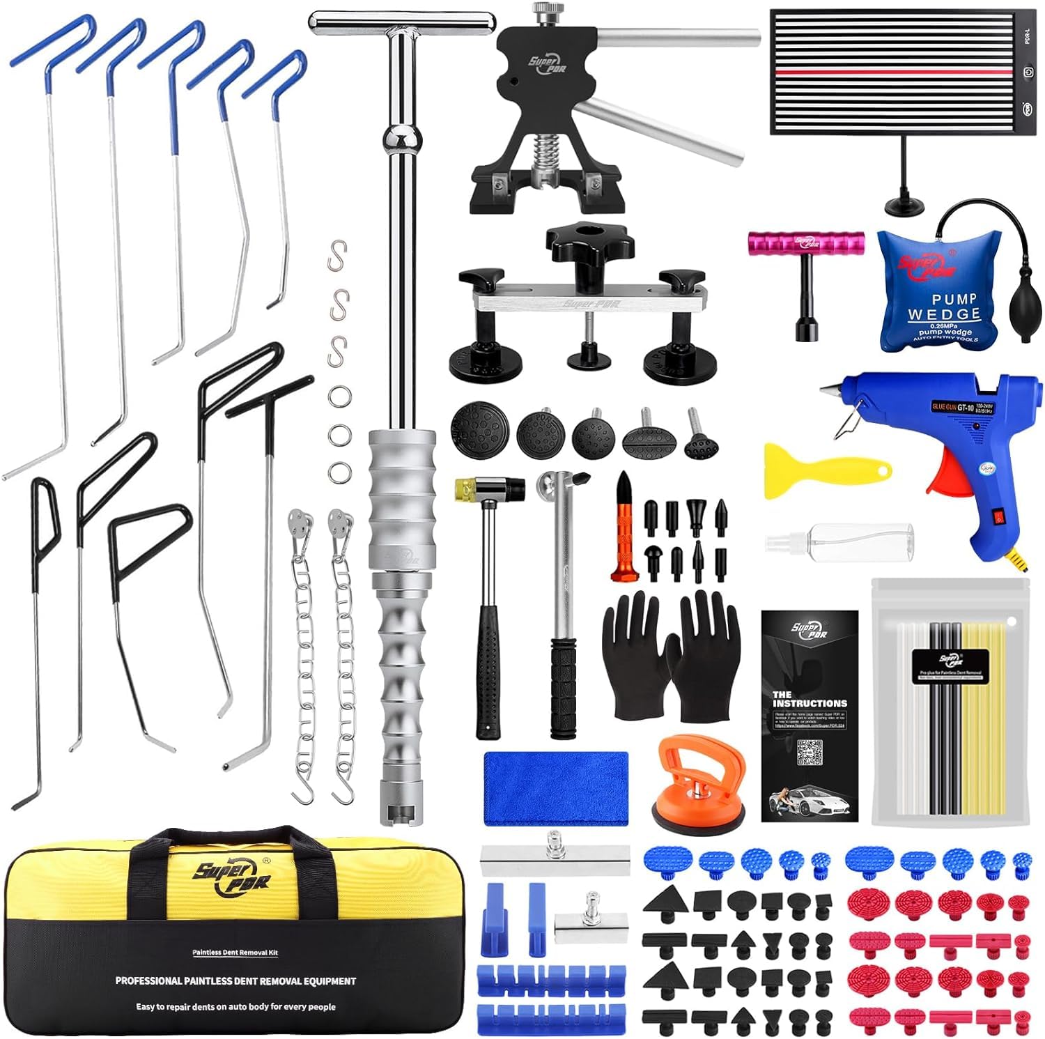 PDR TOOLS Dent Removal Rods,Dent Repair Tools Kit Car Crowbars with 10 ...