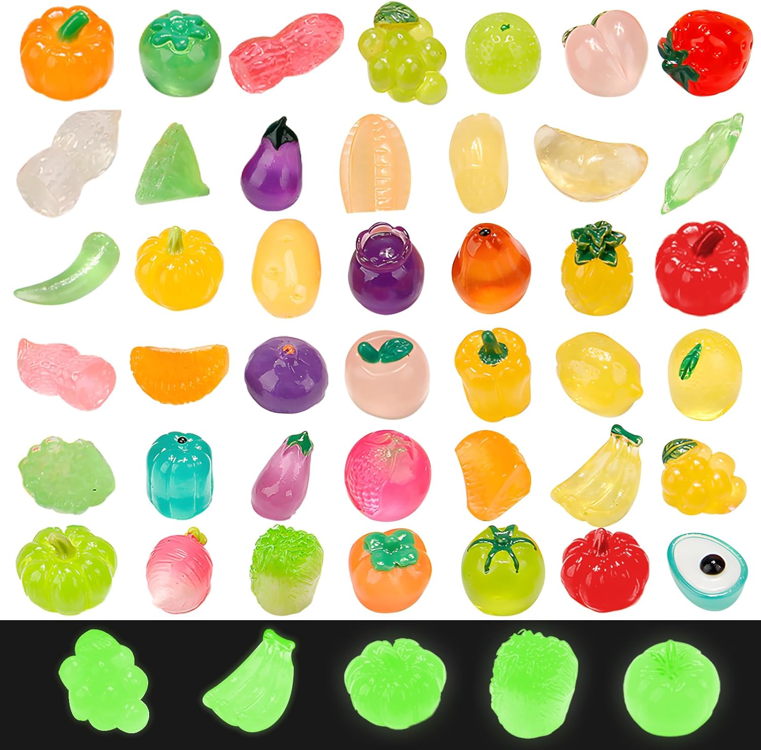Amazon.com: VEINARDYL 60 pcs Mini Luminous Fruits Vegetables Figurines ...