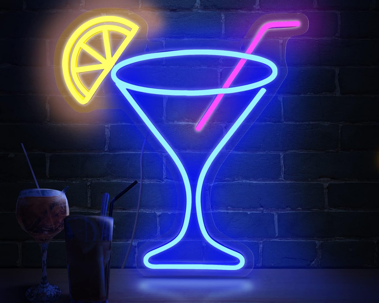 Cocktail Neon Signs for Wall Decor, Dimmable USB Powered Martini LED ...